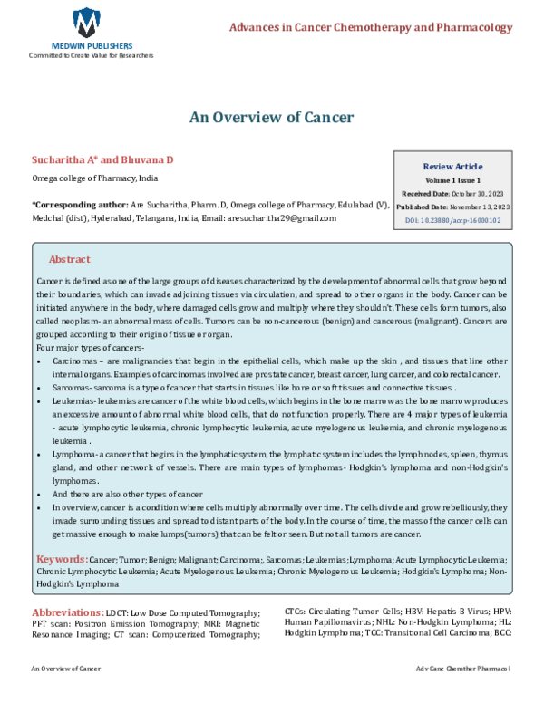 (PDF) An Overview of Cancer