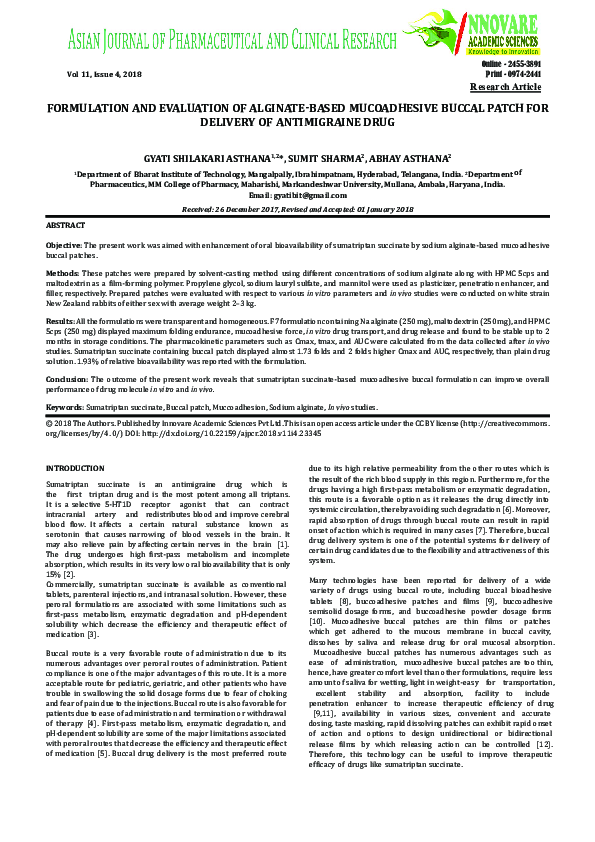 (PDF) Formulation and Evaluation of Alginate-Based Mucoadhesive Buccal ...