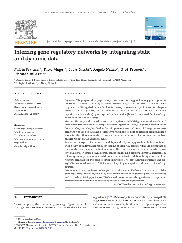 (PDF) Inferring gene regulatory networks by integrating static and ...