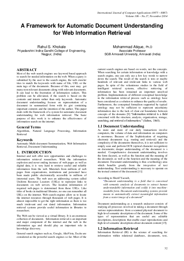 (PDF) A Framework for Automatic Document Understanding for Web ...
