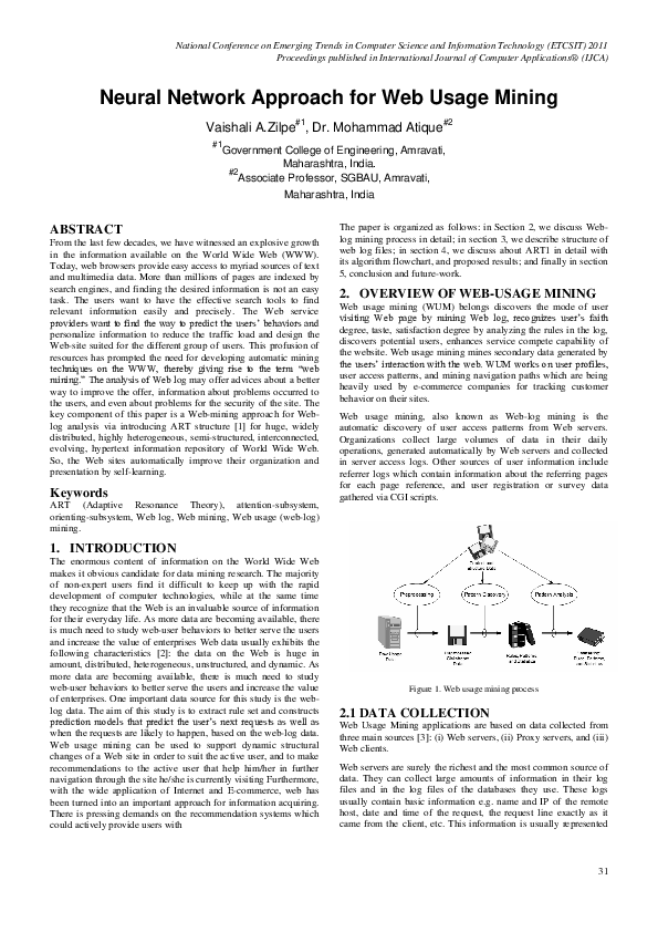 (PDF) Neural Network Approach for Web Usage Mining