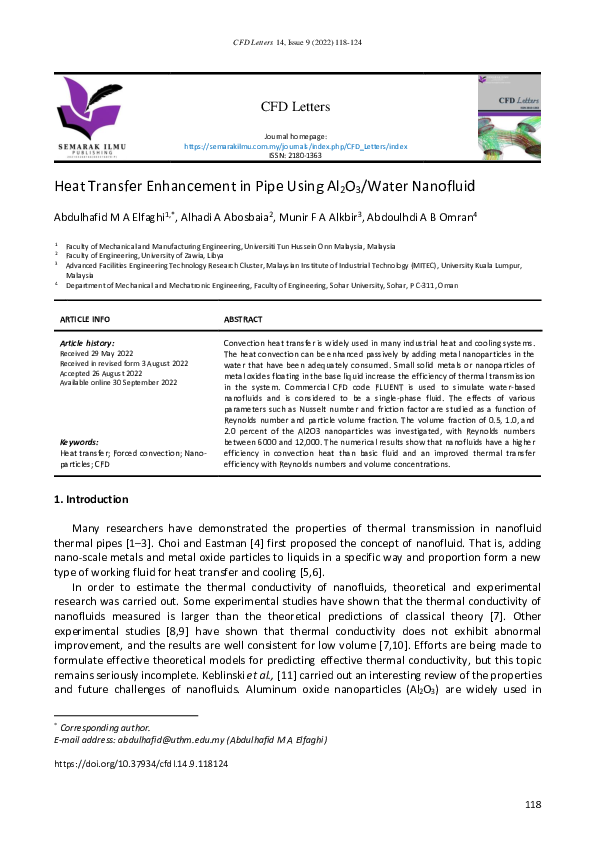 (PDF) Heat Transfer Enhancement in Pipe Using Al2O3/Water Nanofluid
