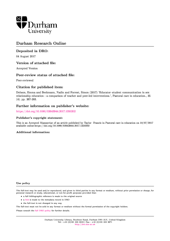 (PDF) Educator–student communication in sex & relationship education: a ...