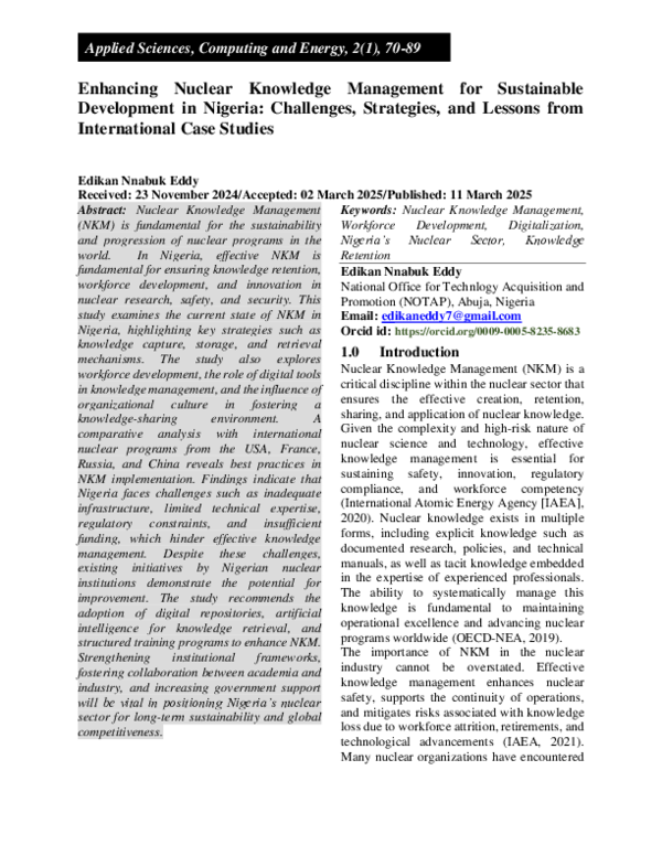 (PDF) Enhancing Nuclear Knowledge Management for Sustainable ...