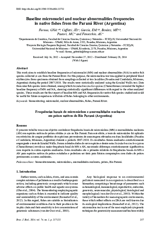 (PDF) Baseline micronuclei and nuclear abnormalities frequencies in ...