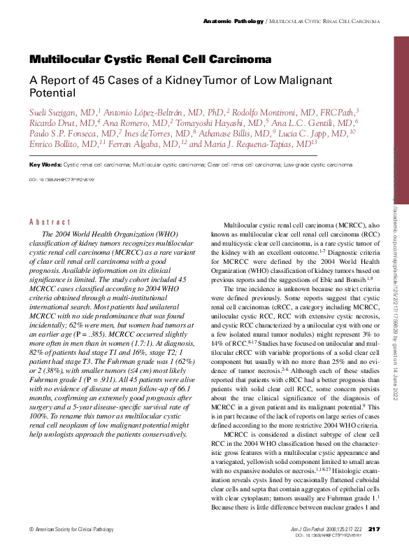 (PDF) Multilocular Cystic Renal Cell Carcinoma
