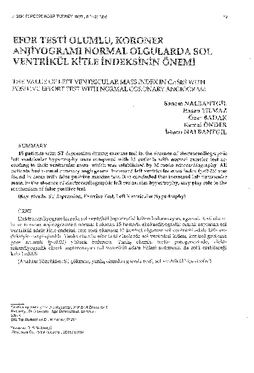 (PDF) The Value of Left Ventricular Massindex in Cases With Positive ...