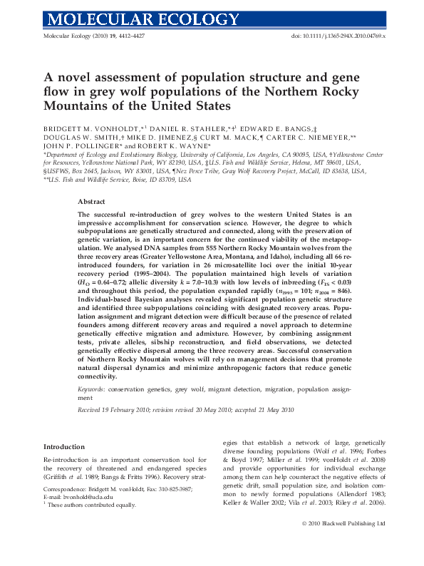 (PDF) A novel assessment of population structure and gene flow in grey ...