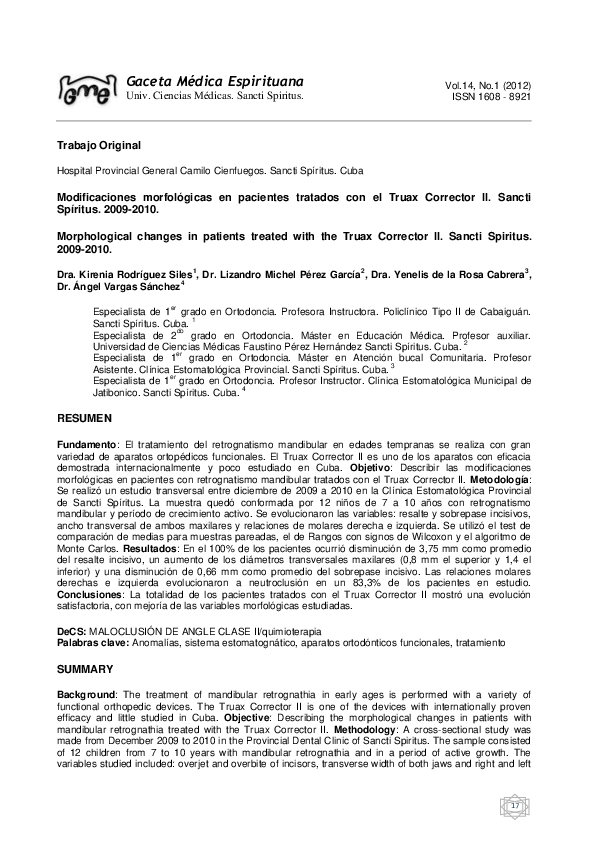 (PDF) Modificaciones morfológicas en pacientes tratados con el Truax ...