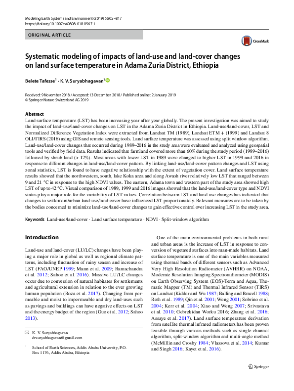 (PDF) Systematic modeling of impacts of land-use and land-cover changes ...