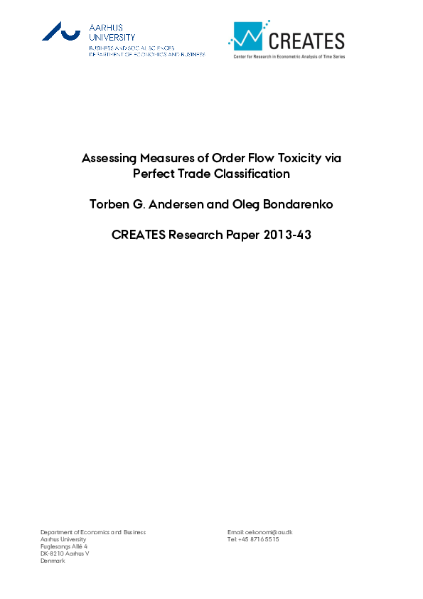 (PDF) Assessing Measures of Order Flow Toxicity via Perfect Trade ...