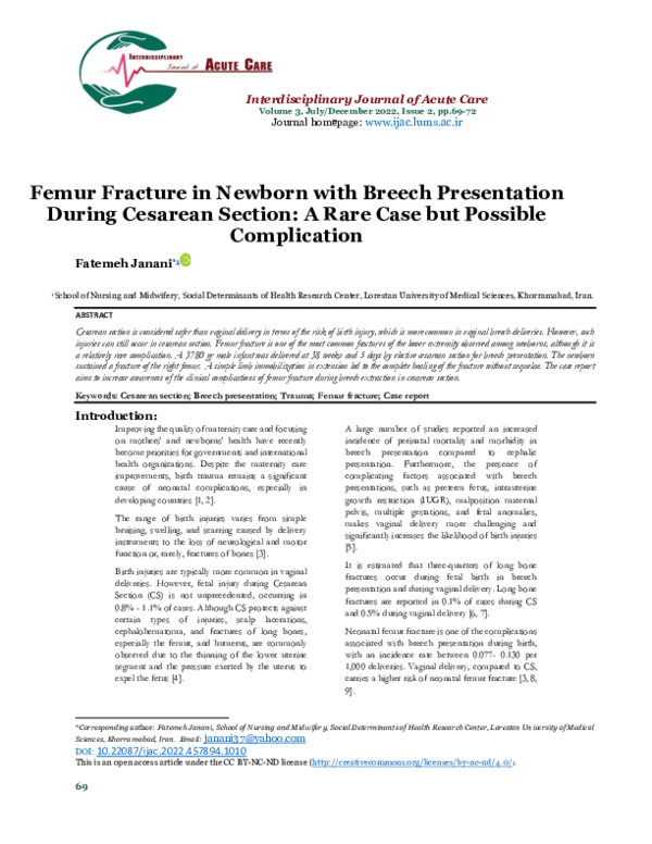 (PDF) Femur Fracture in Newborn with Breech Presentation During ...