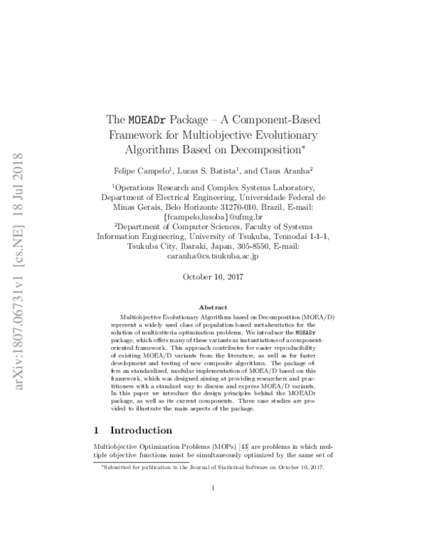 (PDF) The MOEADr Package: A Component-Based Framework for Multiobjective Evolutionary Algorithms ...
