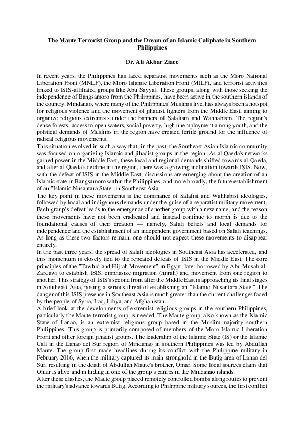 (PDF) The Maute Terrorist Group and the Dream of an Islamic Caliphate ...