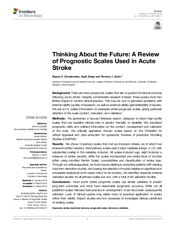 (PDF) Thinking About the Future: A Review of Prognostic Scales Used in ...