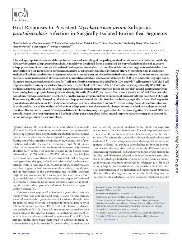 (PDF) Host Responses to Persistent Mycobacterium avium Subspecies ...