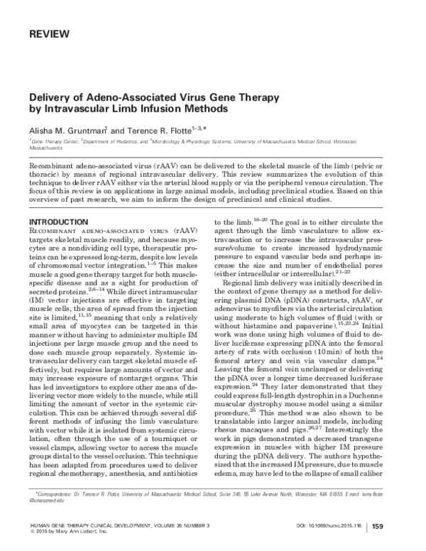 (PDF) Delivery of Adeno-Associated Virus Gene Therapy by Intravascular ...