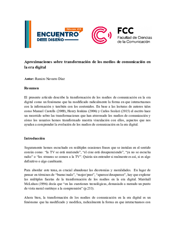 (PDF) Aproximaciones sobre transformación de los medios de comunicación ...