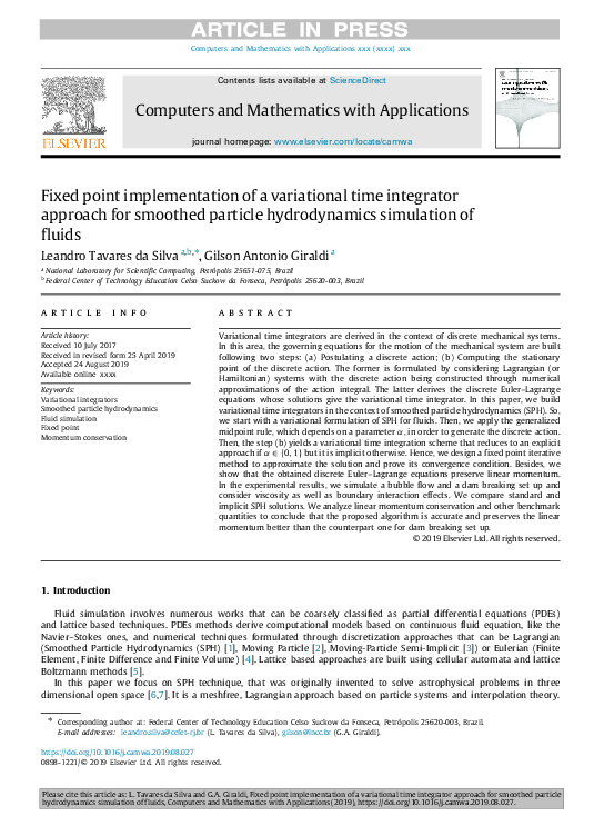 (PDF) Fixed point implementation of a variational time integrator approach for smoothed particle ...