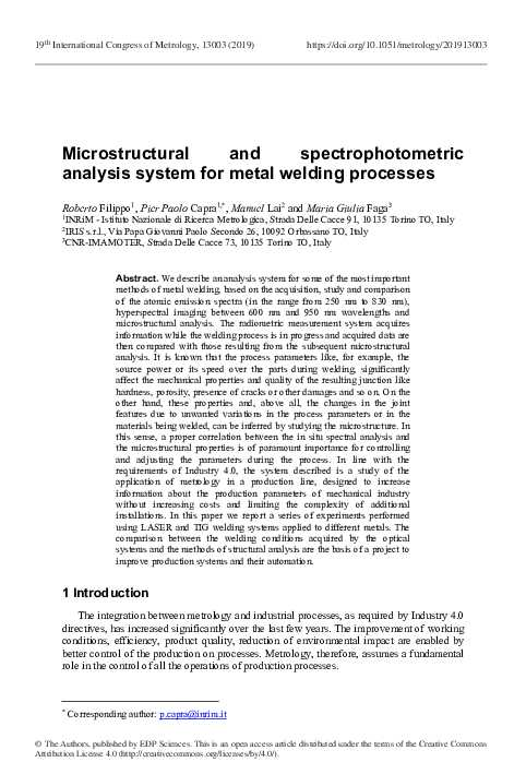 (PDF) Microstructural and spectrophotometric analysis system for metal welding processes