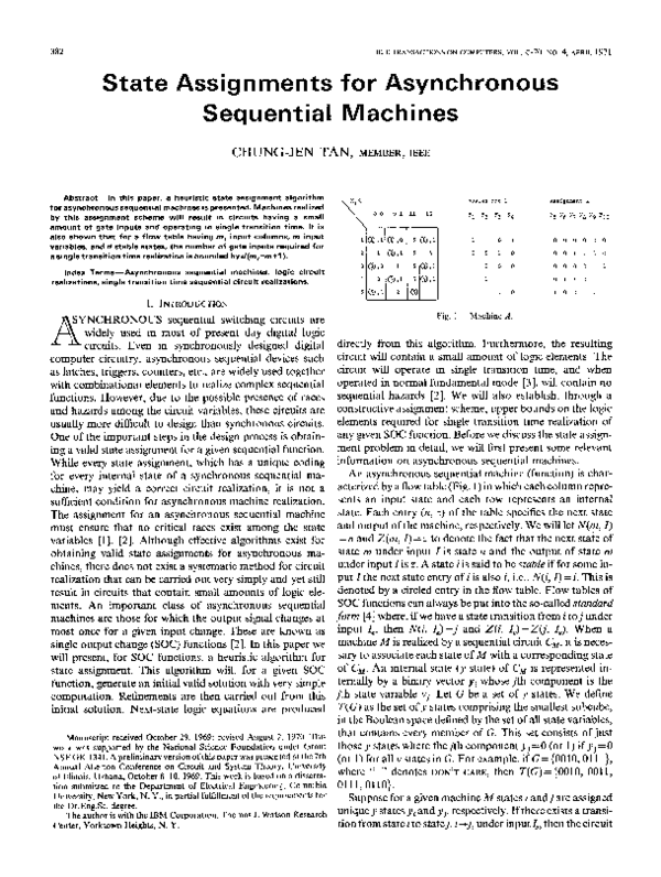 (PDF) State Assignments for Asynchronous Sequential Machines