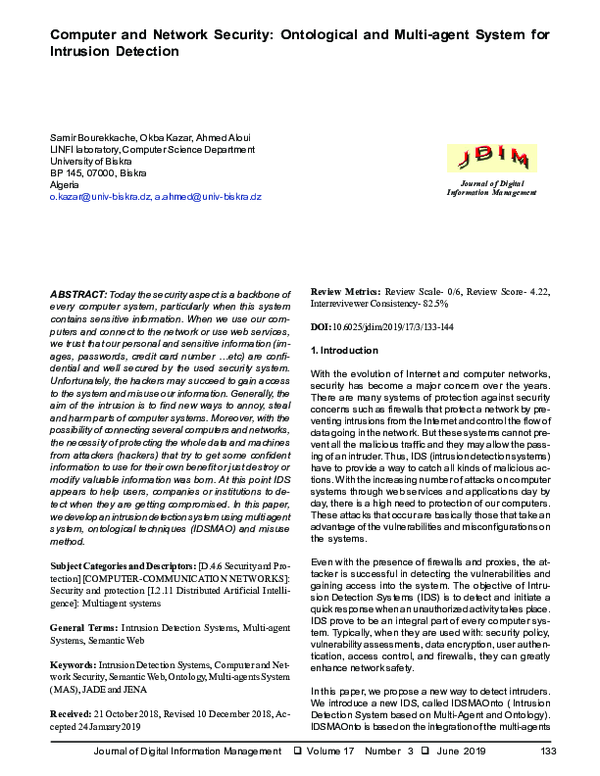 (PDF) Computer and Network Security: Ontological and Multi-agent System ...