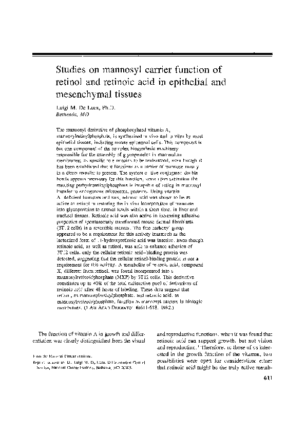 (PDF) Studies on mannosyl carrier function of retinol and retinoic acid ...