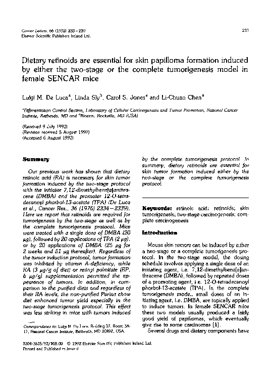 (PDF) Dietary retinoids are essential for skin papilloma formation ...