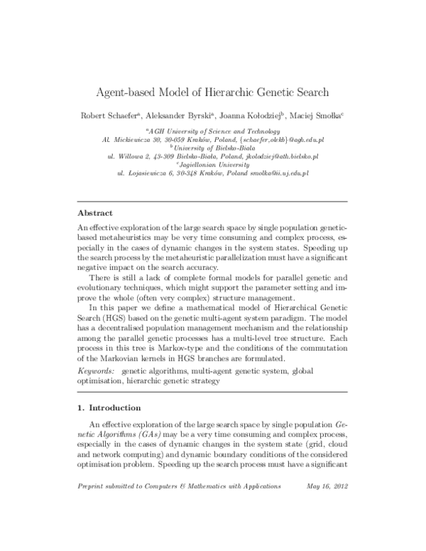 (PDF) An agent-based model of hierarchic genetic search