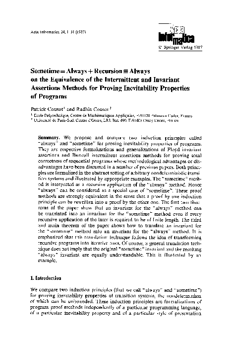 (PDF) Sometime = always + recursion ? always on the equivalence of the intermittent and ...