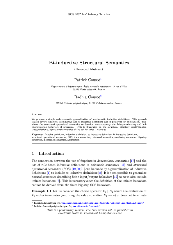 (PDF) Preliminary Version Bi-inductive Structural Semantics (Extended Abstract)