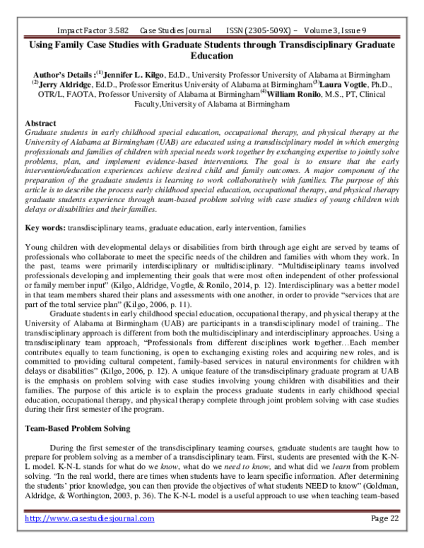 (PDF) Using Family Case Studies with Graduate Students through ...