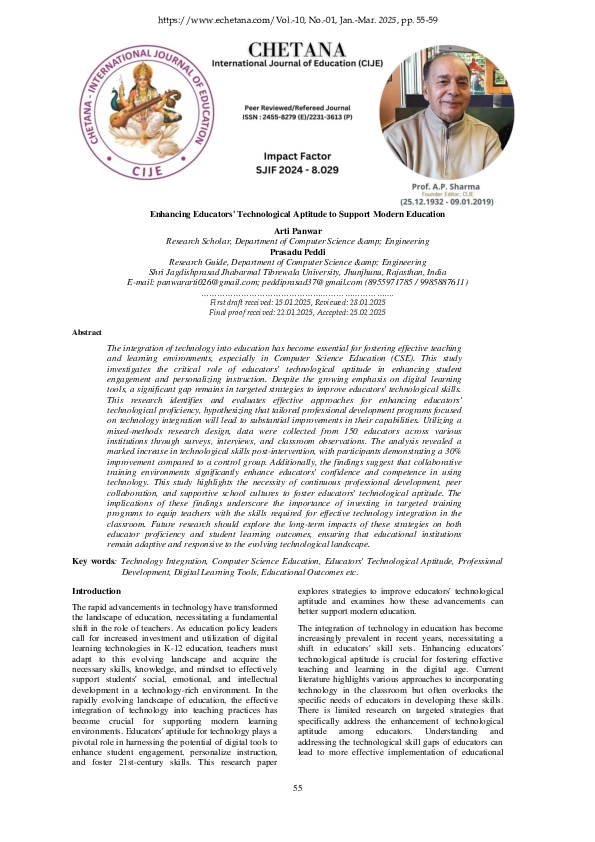 (PDF) Enhancing Educators' Technological Aptitude to Support Modern Education