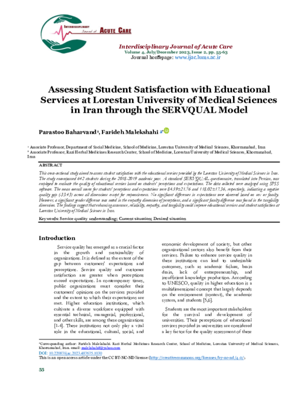(PDF) Assessing Student Satisfaction with Educational Services at ...
