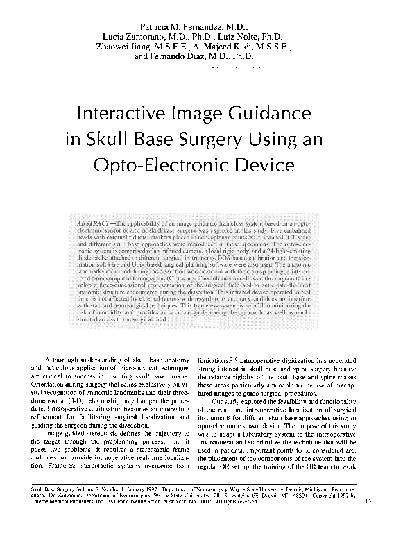 (PDF) Interactive Image Guidance in Skull Base Surgery Using an Opto ...