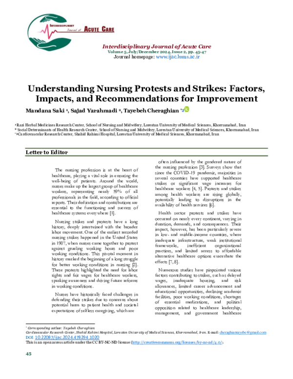 (PDF) Understanding Nursing Protests and Strikes: Factors, Impacts, and ...