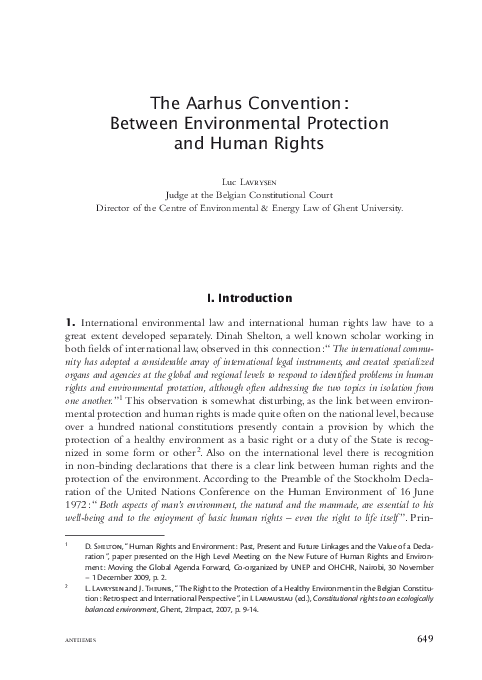 (PDF) The Aarhus Convention: Between Environmental Protection and Human ...