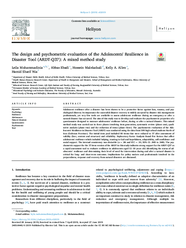 (PDF) The design and psychometric evaluation of the Adolescents ...