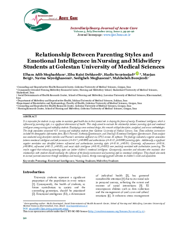 (PDF) Relationship Between Parenting Styles and Emotional Intelligence ...