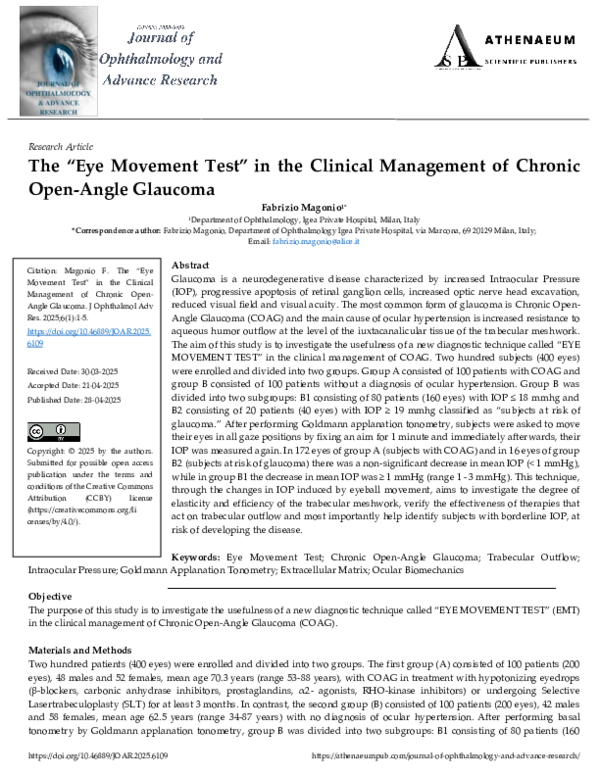 (PDF) The "Eye Movement Test" in the Clinical Management of Chronic ...