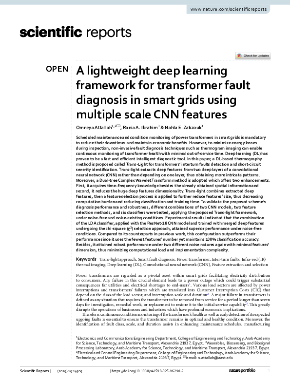 (PDF) A lightweight deep learning framework for transformer fault ...