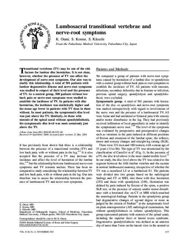 (PDF) Lumbosacral transitional vertebrae and nerve-root symptoms
