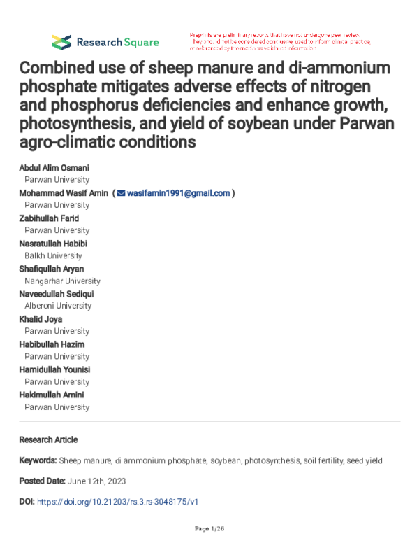 (PDF) Combined use of sheep manure and di-ammonium phosphate mitigates ...