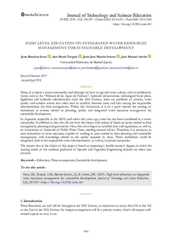(PDF) High level education on integrated water resources management for ...