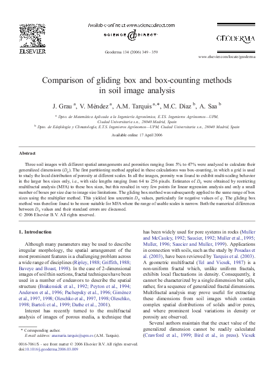 (PDF) Comparison of gliding box and box-counting methods in soil image analysis
