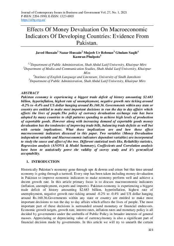 (PDF) Effects Of Money Devaluation On Macroeconomic Indicators Of ...