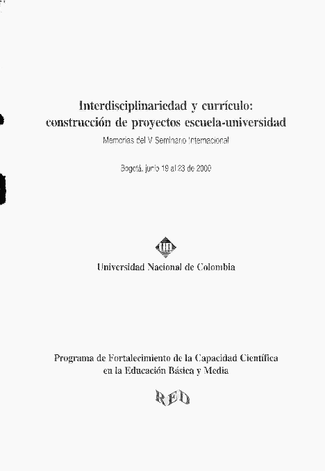 (PDF) Interdisciplinariedad y currículo: construcción de proyectos escuela-universidad