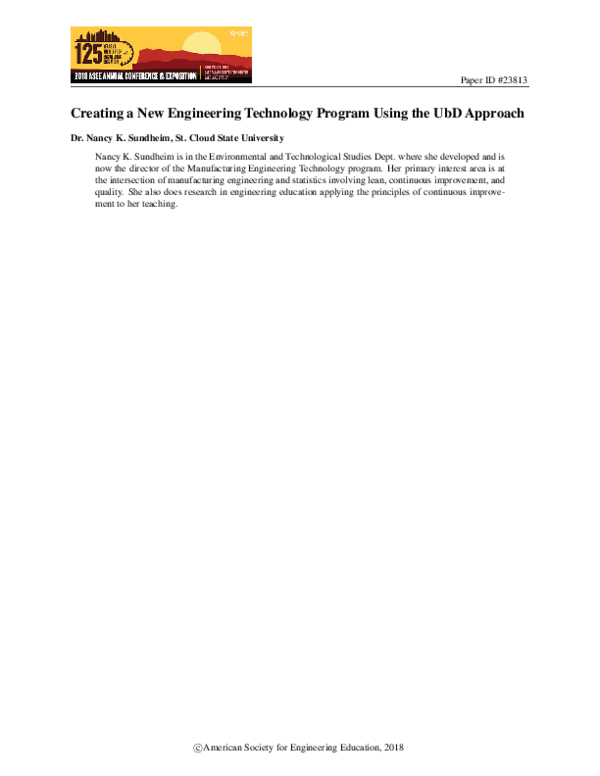 (PDF) Creating a New Engineering Technology Program Using the UbD Approach