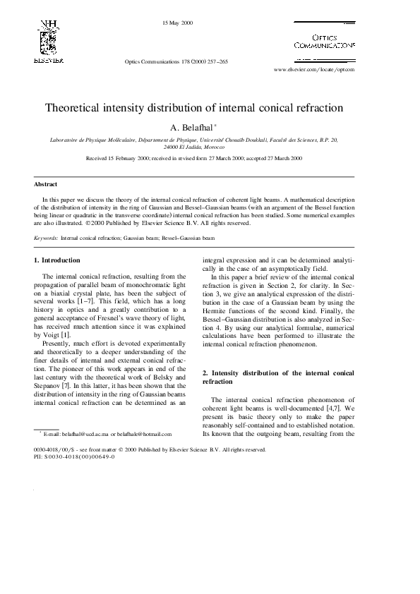 (PDF) Theoretical intensity distribution of internal conical refraction