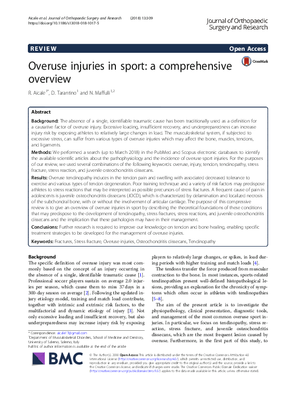 (PDF) Overuse injuries in sport: a comprehensive overview